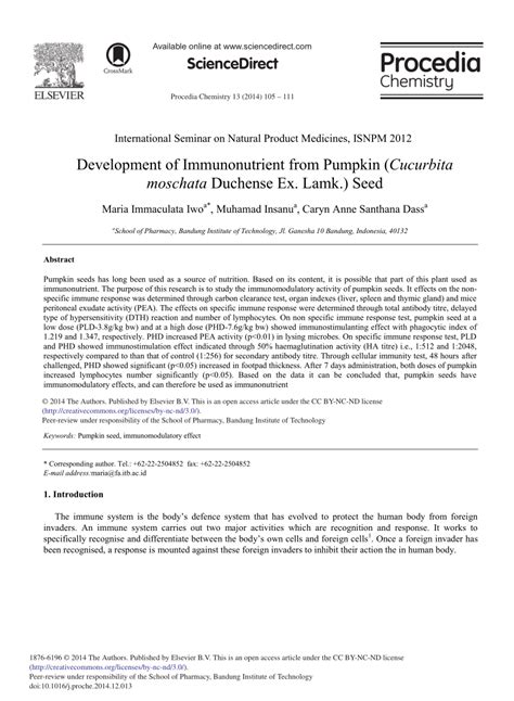 Pdf Development Of Immunonutrient From Pumpkin Cucurbita Moschata
