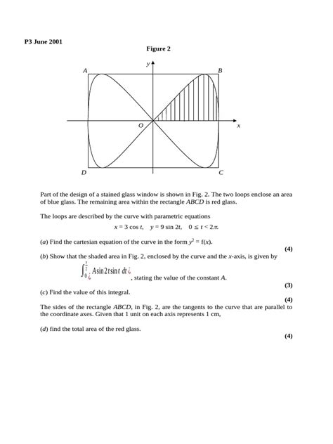 Parametric Equations Pdf Area Equations