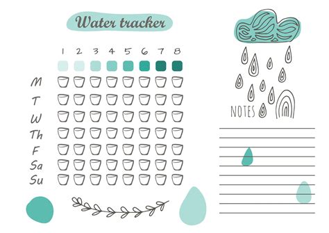 Water Tracker Printable Water Planner Water Tracker Drink Tracker