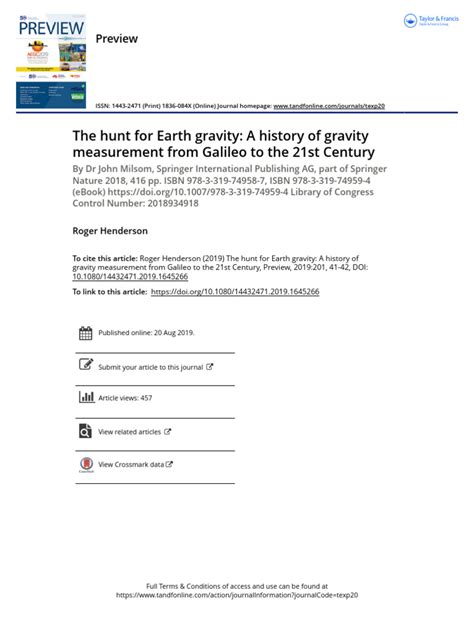 The Hunt For Earth Gravity A History Of Gravity Measurement From