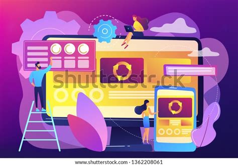 Developers Computer Smartphone Working On Single Stock Vector Royalty Free 1362208061