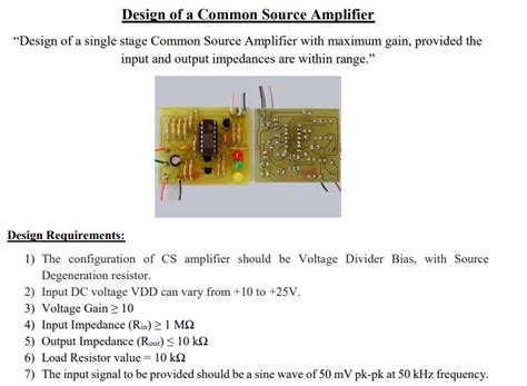 Design Of A Common Source Amplifier “design Of A