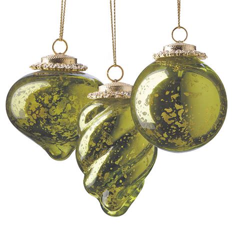 Set Of Six Green Mini Antique Ornaments Frontgate