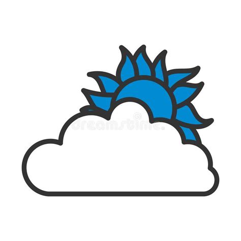 Sun Behind Clouds Icon Stock Vector Illustration Of Silhouette 256887170