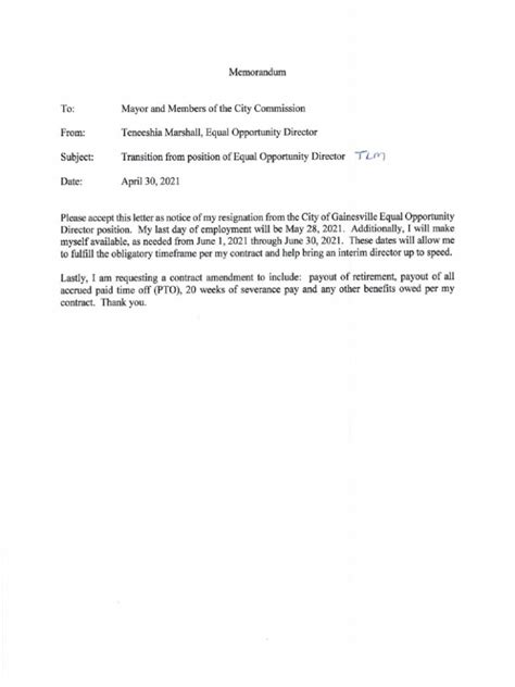 Resignation Letter Requesting Severance Pay