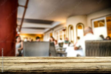 Wooden Table Of Free Space For Your Product And Restaurant Interior Empty Space For Your