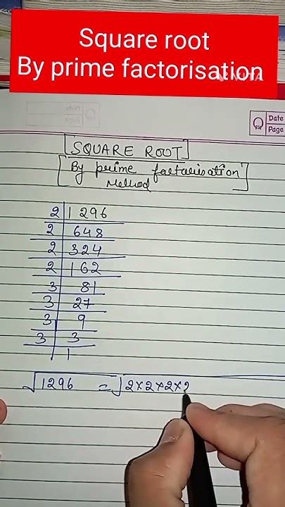 Square Root By Prime Factorisation Method Class 8th Ncert 💯📝📖 Youtube