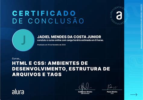 Jadiel Mendes No Linkedin Html Css Aprendinaalura