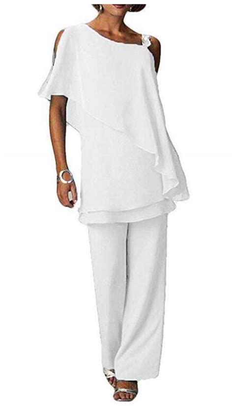 Womens Two Pieces Chiffon Pants Suits Plus Size Mothers Outfit For
