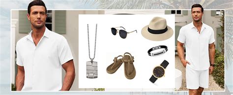 Coofandy Mens Summer Beach Outfits 2 Piece Short Sleeve