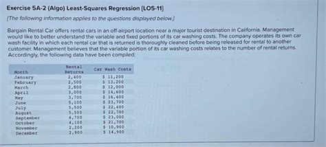 Solved Exercise 5a 2 Algo Least Squares Regression