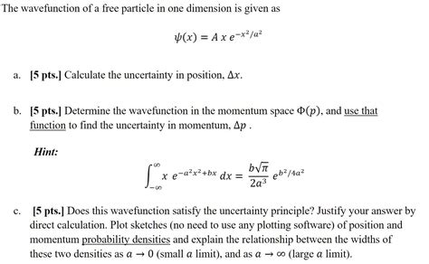 Solved The Wavefunction Of A Free Particle In One Dimension Chegg