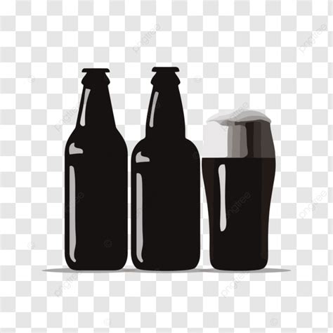 흰색 배경에 맥주병 3개와 맥주 한 잔 벡터 흰색 배경에 맥주의 단순한 검은색 아이콘 그림자 없음 작은 프레임 중앙 Png
