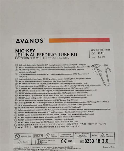 New Avanos Medical 8230 18 20 Mic Key Gastric Jejunal Feeding Tube