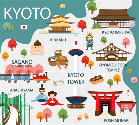 Vecteur Stock Map Of Kyoto Attractions Vector And Illustration Adobe