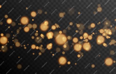 격리 된 투명 배경에 골드 Bokeh 조명 효과 Png 흐리게 Bokeh Png 프리미엄 벡터