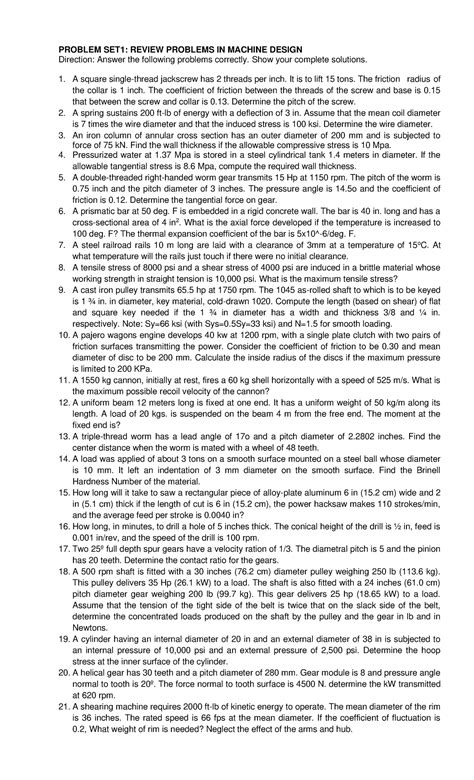 Problem Set1 Review Problems Assignement Problem Set1 Review