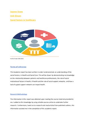 Unit Social Factors In Health And Social Care Chantelle McDougall Unit