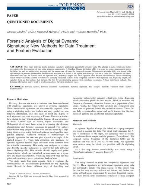 Journal Of Forensic Sciences 2016 Linden Forensic Analysis Of