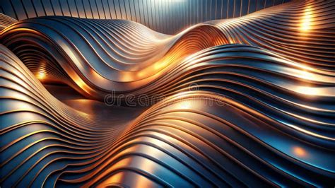 Abstract Metallic Wave Design With Golden Highlights Stock Image Image Of Colors High 371582641