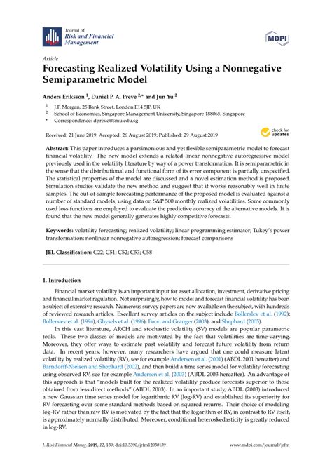 Pdf Forecasting Realized Volatility Using A Nonnegative Semiparametric Model
