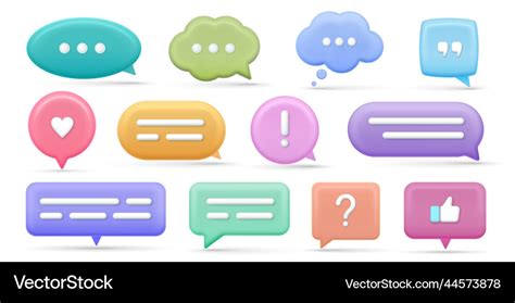 Set Of D Speak Bubble Chatting Box Message Vector Image