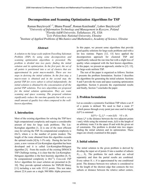 Pdf Decomposition Of Clustered Tsp