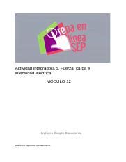 Actividad integradora 5 Fuerza carga e intensidad eléctrica docx