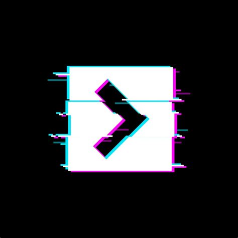 Glitched Arrow On Square Isolated Play Button Sign 23518442 Vector Art