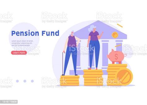 노인 부부 연금 수령자는 돼지 저금통 은행 및 동전 옆에 서 있습니다 연금저축 연금저축으로 절세하는 방법에 관심이 높다 플랫 디자인의 벡터 일러스트레이션 건강관리와 의술에