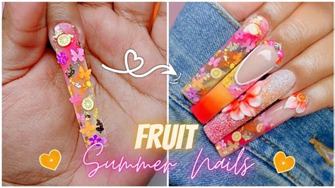 Acrylic Nail Tutorial Summer Nails Encapsulated Nails Youtube
