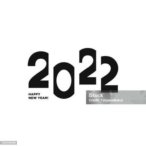 새해 복 많은 새해 2022 로고 텍스트 디자인 검정 색 숫자로 벡터 현대 기하학적 미니멀리즘 텍스트 흰색 배경에 격리 컨셉