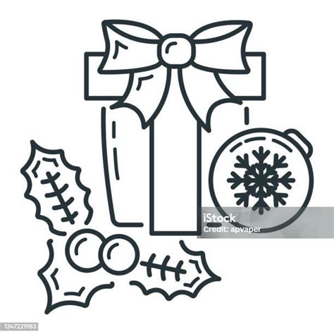 개념 해피 새해와 메리 크리스마스 개요 아이콘 크리스마스 라벨 휴일 겨울 시간 플랫 벡터 일러스트 흰색에 고립 12월에 대한 스톡 벡터 아트 및 기타 이미지 Istock