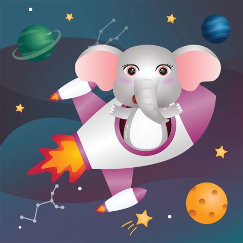 A Cute Elephant In The Space Galaxy 3059143 Vector Art At Vecteezy