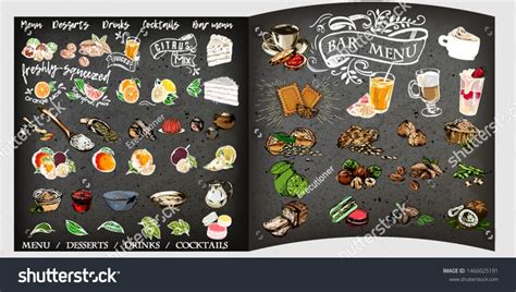 Vintage Chalk Drawing Cocktail Menu Design стоковая векторная графика