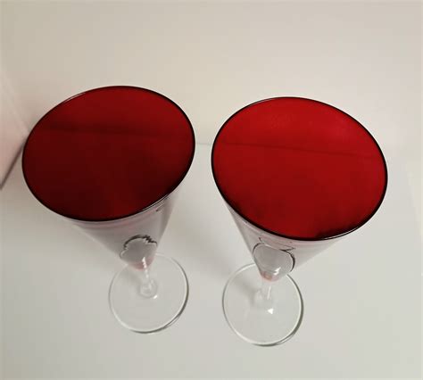 1980s Tall Conical Wine Glasses Drinking Glasses Water Glasses