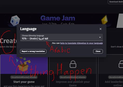 Gdevelop Web Cannot Change The Language Bugs Reports Gdevelop Forum