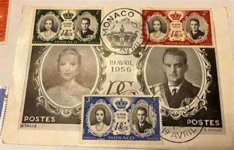 CARTE PREMIER JOUR Monaco Mariage Princier 1956 Timbre N473 475 EUR 3
