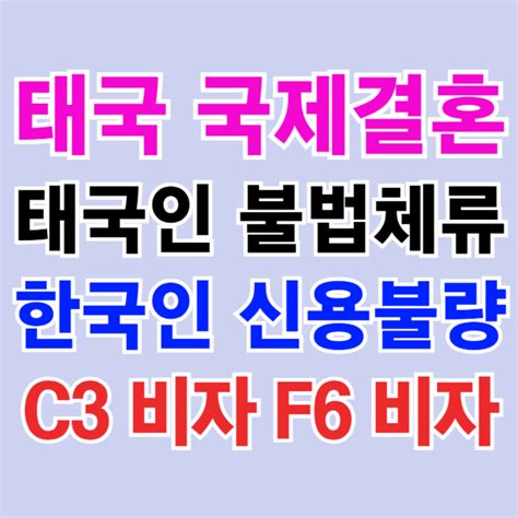 태국여자 불법체류자 한국인 신용불량자 태국인과 국제결혼 C3 비자 F6 결혼비자 허가 사례 네이버 블로그
