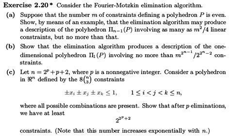 Solved Exercise 220 Consider The Fourier Motzkin Elimi