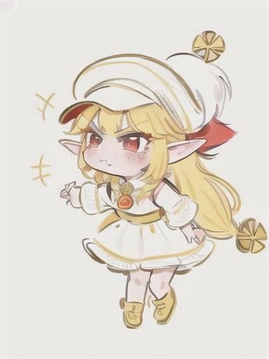 Chibi Elf Girl With A Cute Face Angry Pouting Yell