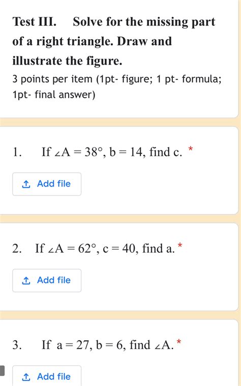 Test III Solve For The Missing Part Of A StudyX