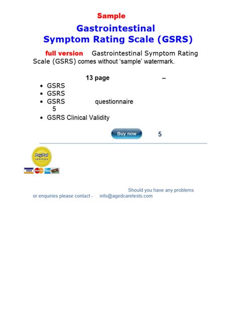 Gastrointestinal Symptom Rating Scale Gsrs Sample Pdf