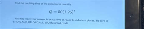 Solved Find The Doubling Time Of The Exponential