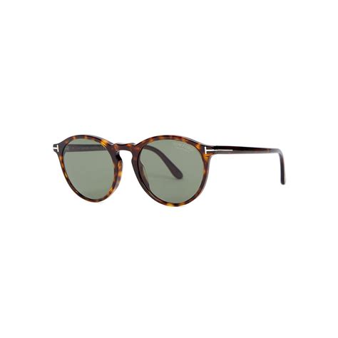 Tom Ford Aurele Tortoiseshell Round Frame Sunglasses Lenses Green