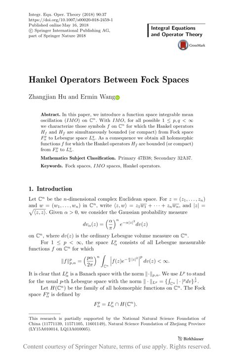 Hankel Operators Between Fock Spaces Request Pdf