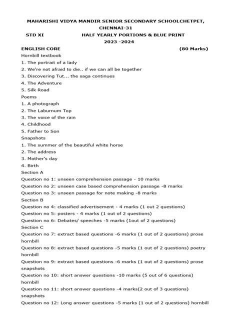 Halfyearly Class 11 Portions And Blue Print Pdf Chemistry Physical