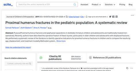 Proximal Humerus Fractures In The Pediatric Population A Systematic Review Scite Report