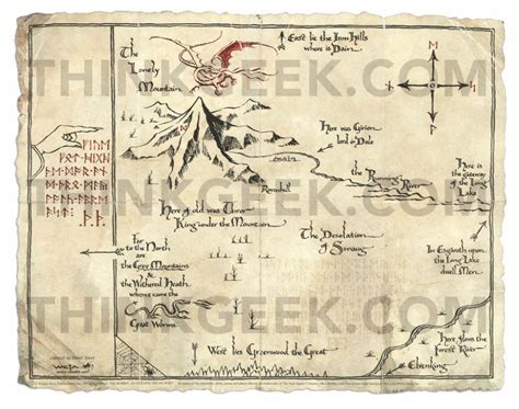 The Hobbit Thorins Map Parchment Art Print Thinkgeek Inside Thrors