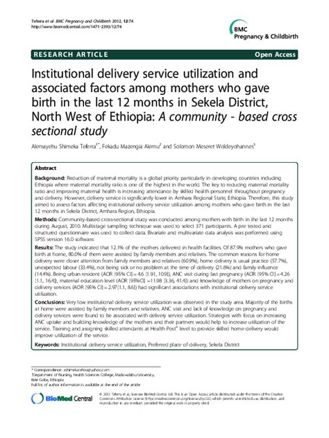 Pdf Institutional Delivery Service Utilization And Associated Factors